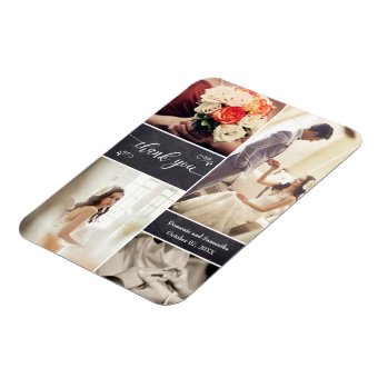 Rustic Wedding Photo collage chalkboard blocks Magnet | Zazzle