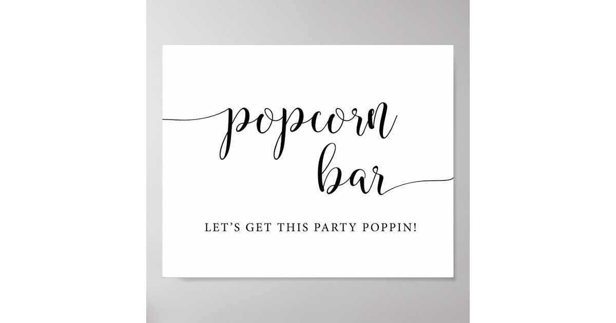 Rustic Wedding Popcorn Bar Popcorn Favor Sign Zazzle
