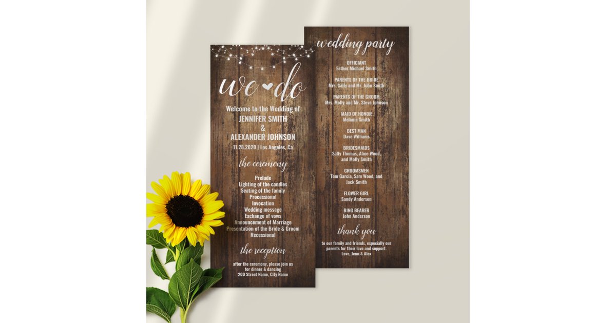 Rustic Wedding Program | Zazzle