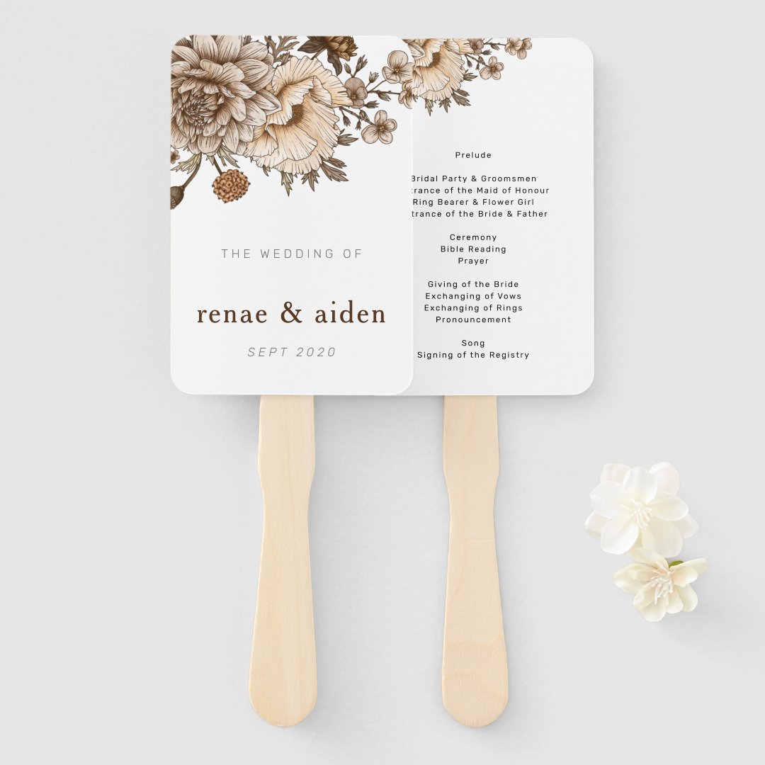 Rustic Wedding program, Boho Woodland Hand Fan | Zazzle