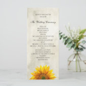 Rustic wedding program. Sunflower ceremony card | Zazzle