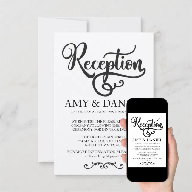 Rustic Wedding Reception Cards Elegant Script | Zazzle