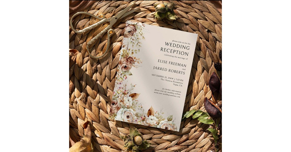 Rustic Wedding Reception Only Country Floral Invitation | Zazzle