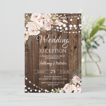 Rustic Wedding Reception Party Invitation | Zazzle