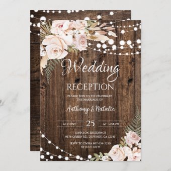 Rustic Wedding Reception Party Invitation | Zazzle