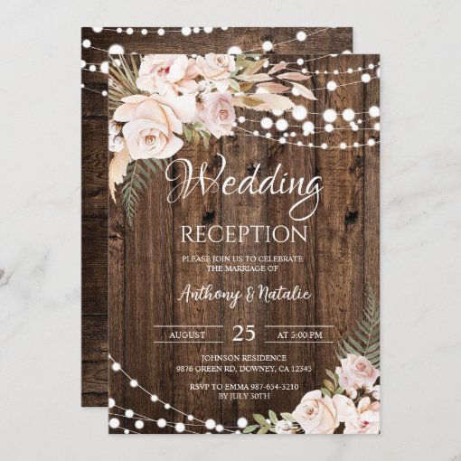 Rustic Wedding Reception Party Invitation | Zazzle