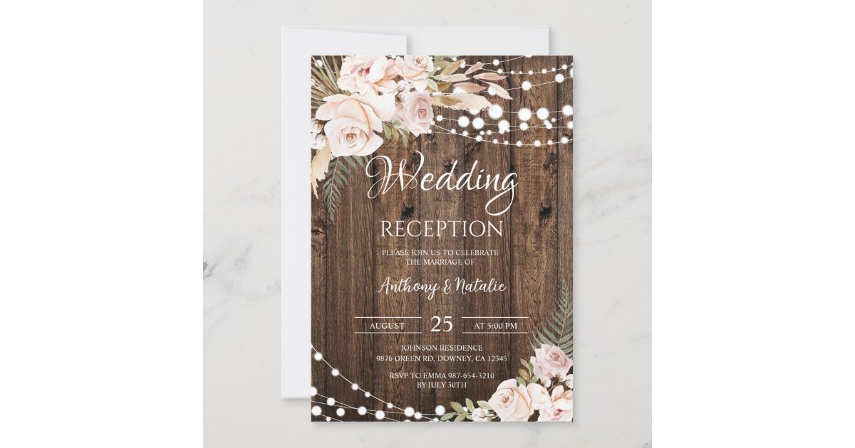 Rustic Wedding Reception Party Invitation | Zazzle