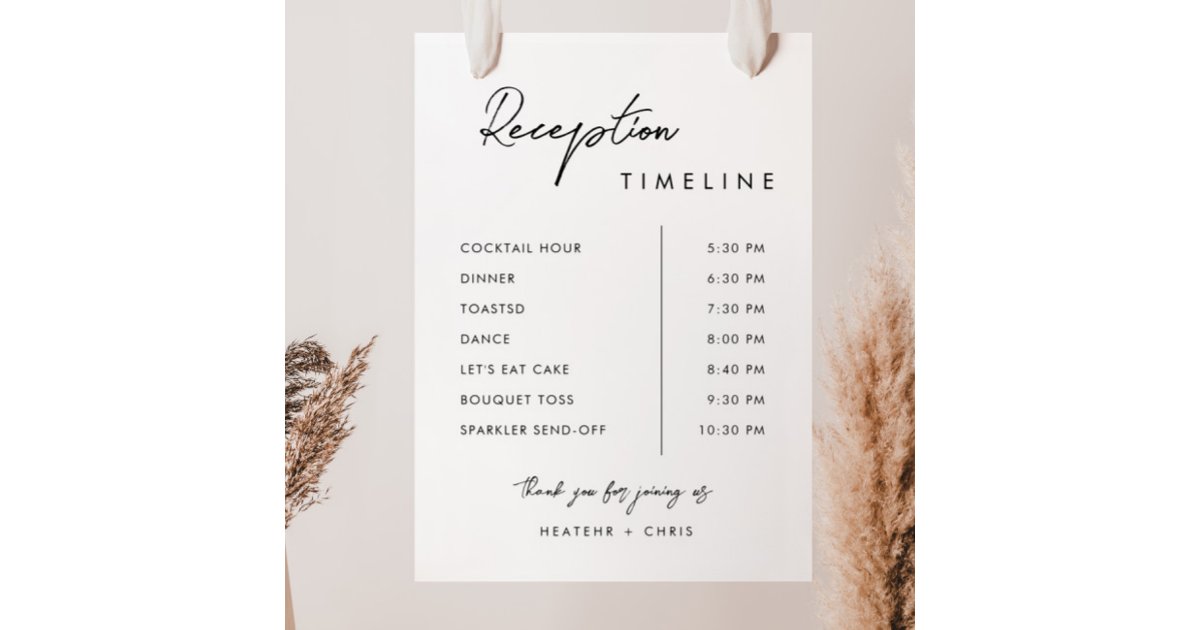 Rustic Wedding Reception Program Timeline Sign | Zazzle