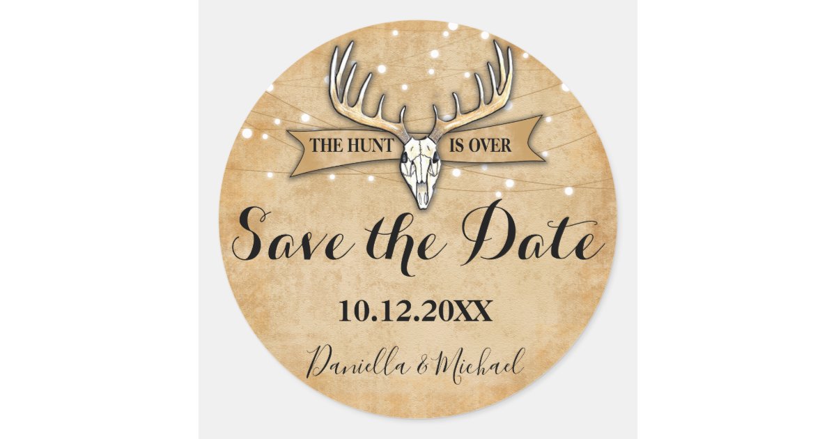 Rustic Wedding Save the Date Classic Round Sticker | Zazzle
