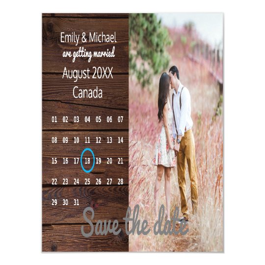 Rustic Wedding Save The Date PHOTO CALENDAR Magnetic Invitation ...