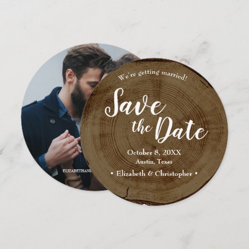 Rustic Wedding Save the date photo Dark Wood Grain Invitation | Zazzle