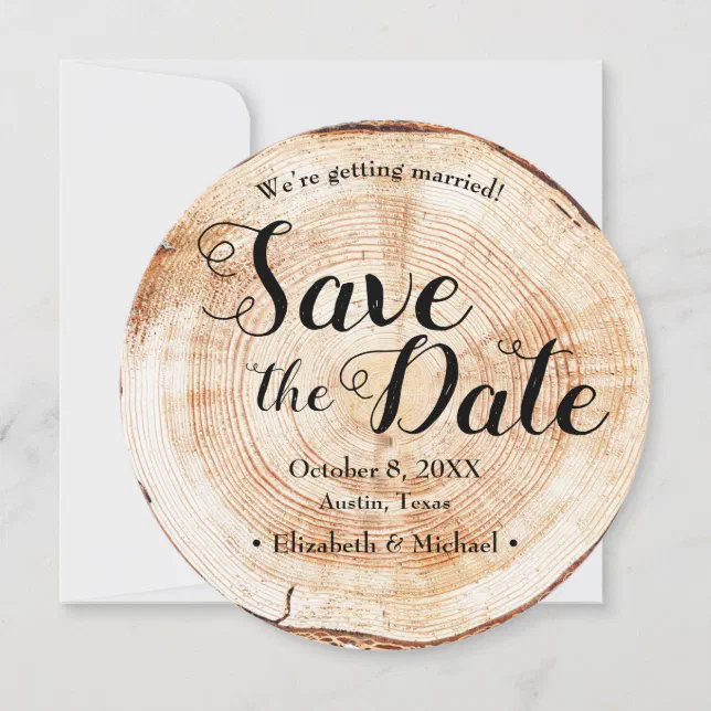 Rustic Wedding Save the date photo Wood Barn Invitation | Zazzle