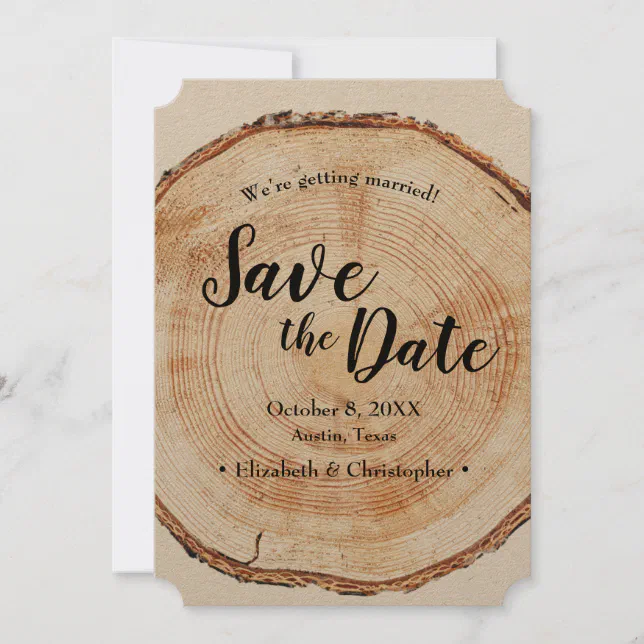 Rustic Wedding Save the date photo Wood Grain Invitation | Zazzle