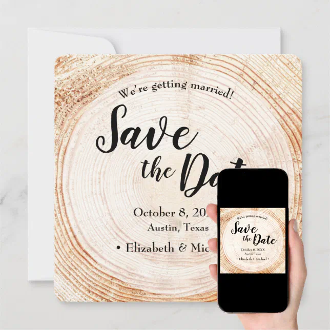 Rustic Wedding Save the date photo Wood Grain Invitation | Zazzle