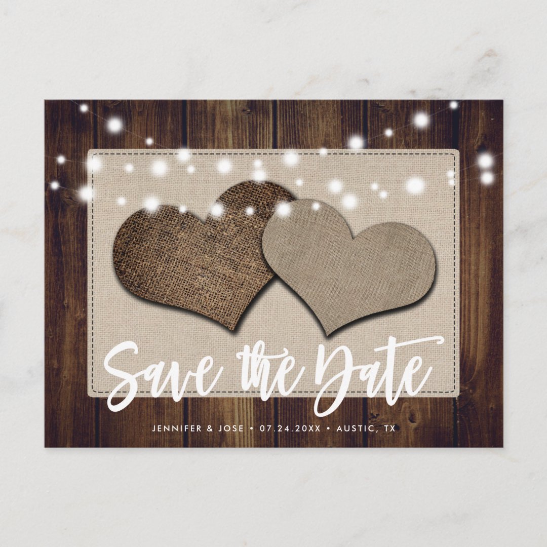 Rustic Wedding Save the Date Postcard | Zazzle
