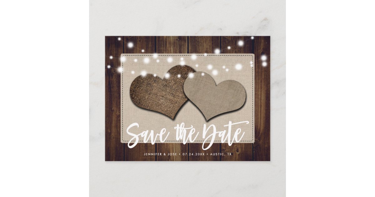 Rustic Wedding Save the Date Postcard | Zazzle