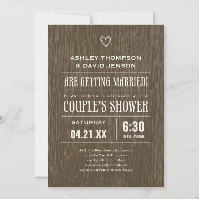 Rustic Wedding Shower Invitations | Zazzle
