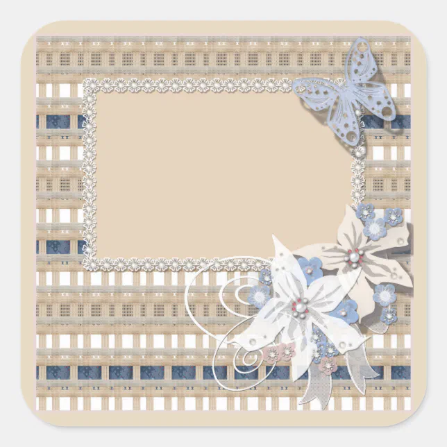 Rustic , wedding square sticker | Zazzle