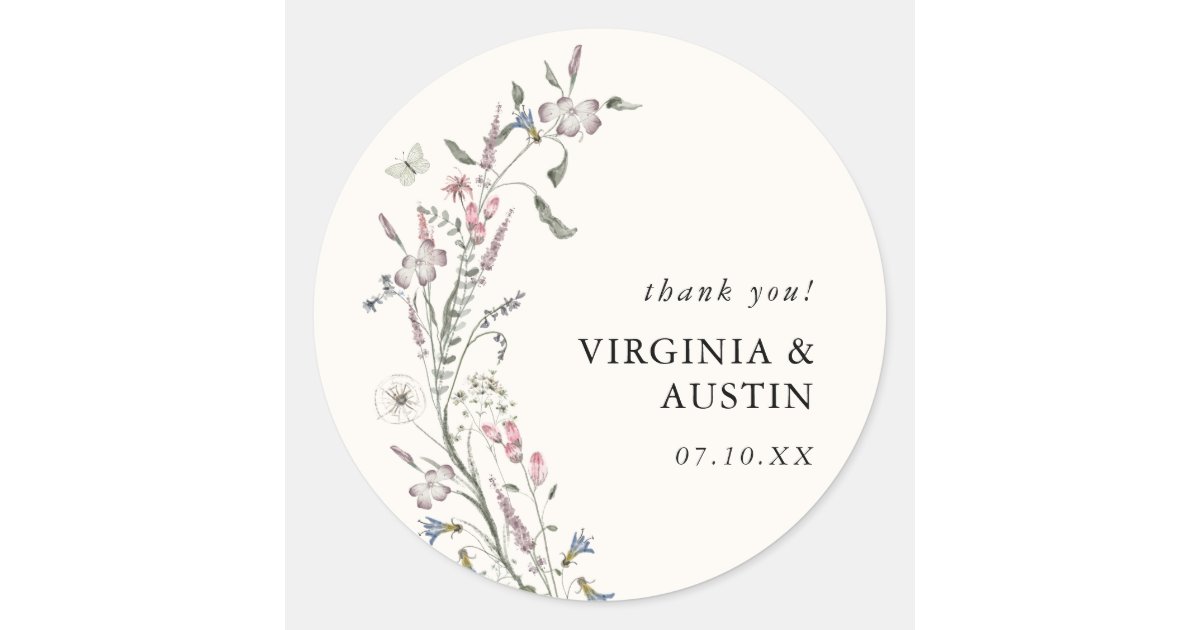 Rustic Wedding Thank You Sticker | Zazzle