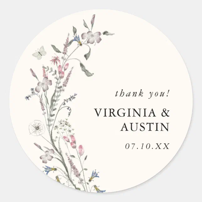 Rustic Wedding Thank You Sticker Zazzle