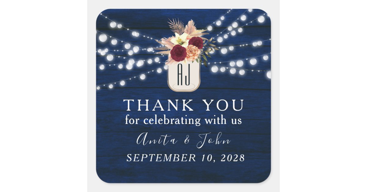 Rustic Wedding Thank You Sticker | Zazzle