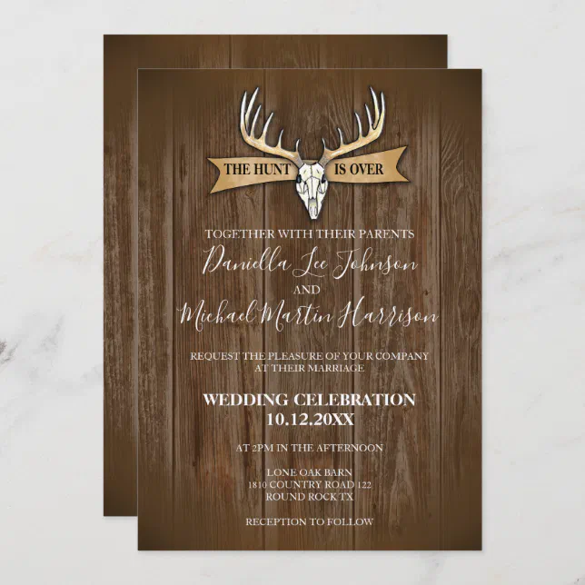 Rustic Wedding The Hunt Is Over Invitation | Zazzle