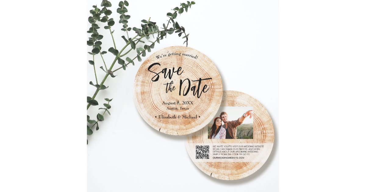 Rustic Wedding Website QR Code Custom Photo Invitation | Zazzle