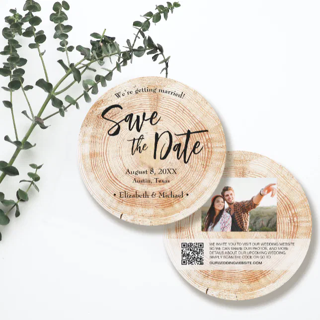 Rustic Wedding Website QR Code Custom Photo Invitation | Zazzle