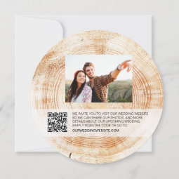 Rustic Wedding Website QR Code Custom Photo Invitation | Zazzle