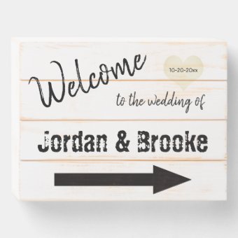 Rustic Wedding Welcome - Farmhouse Style Wooden Box Sign | Zazzle