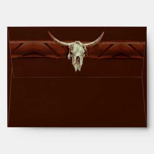 Rustic Wedding Western Brown Country Bull Skull Envelope | Zazzle