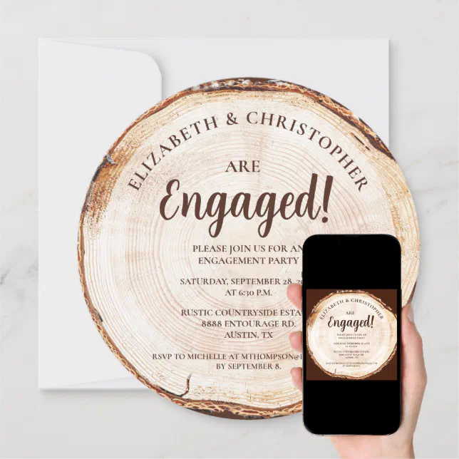 Rustic Wedding Wood Cut Grain Custom Invitation | Zazzle