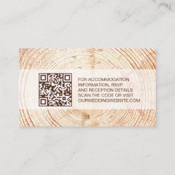 Rustic Wedding Wood Grain Details QR code Custom Business Card | Zazzle
