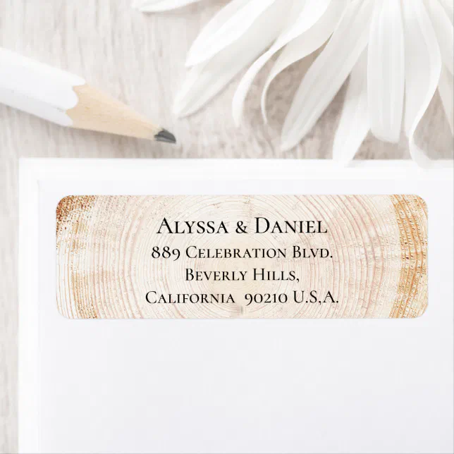 Rustic Wedding Wood grain tree bark ring Custom Label | Zazzle