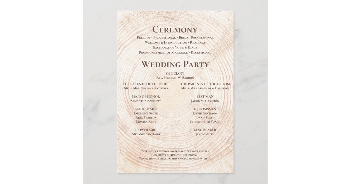 Rustic Wedding.wood Tree bark Custom Program | Zazzle