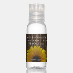 Rustic Wedding Yellow Sunflower Wood Hand Sanitizer | Zazzle