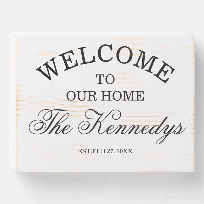 Rustic Welcome Home Family Name Established Wooden Box Sign | Zazzle.com