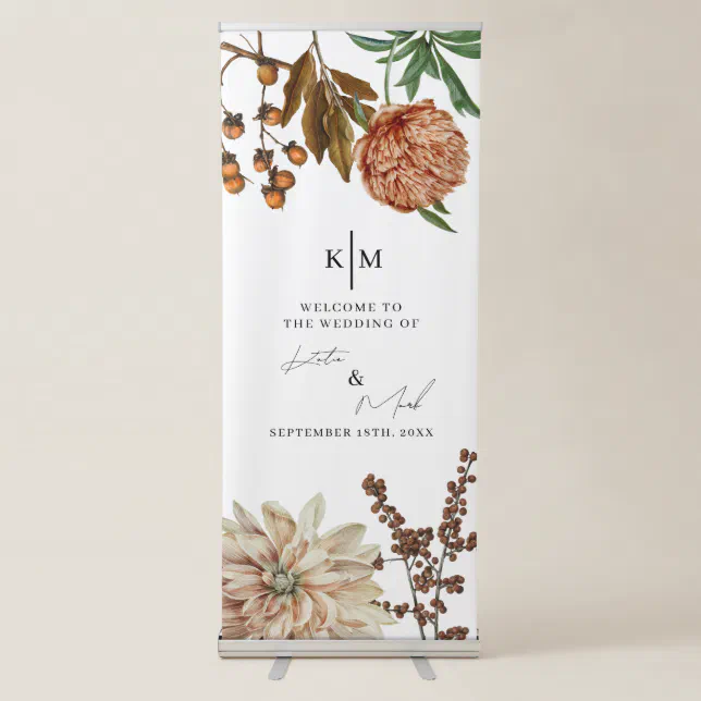 Rustic Welcome To Our Wedding Boho Wildflowers Retractable Banner | Zazzle