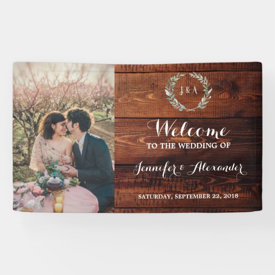 Rustic Welcome to our Wedding monogram photo Banner | Zazzle.com