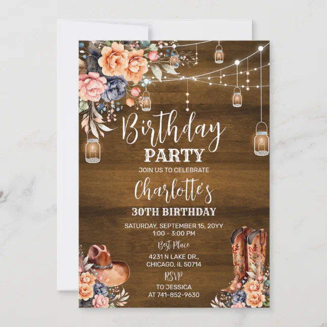 Rustic Western Birthday Party Invitation | Zazzle