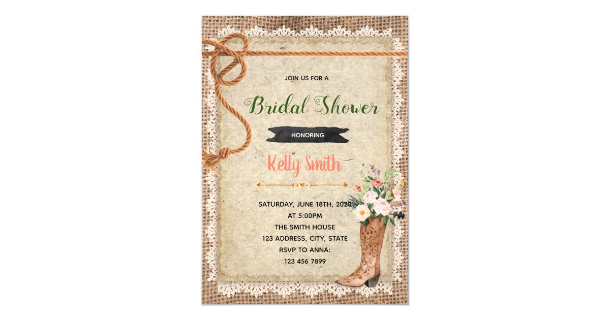 Rustic western bridal shower invitation | Zazzle.com