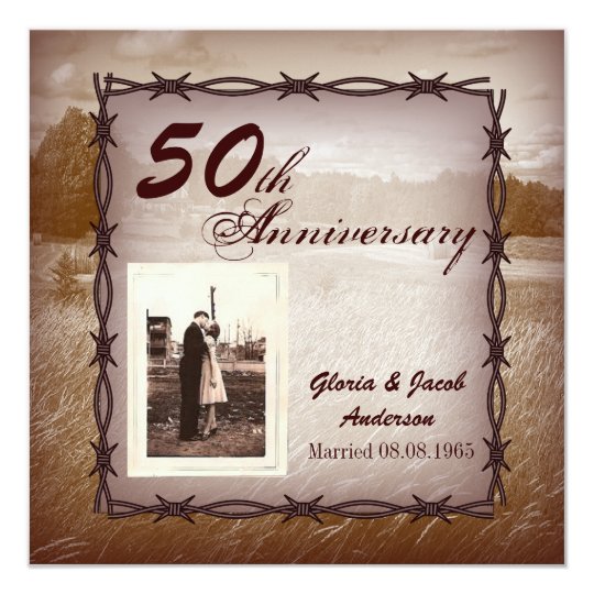 Rustic Western Country 50th Anniversary Party Invitation | Zazzle.com