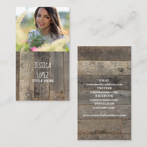 rustic western country barn wood photo business card | Zazzle