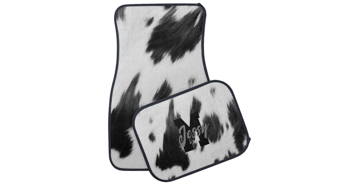 Rustic Western Country Cowboy Cow Print Monogram Car Floor Mat | Zazzle