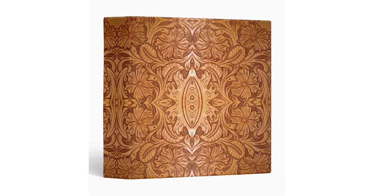 rustic western country cowboy tooled leather 3 ring binder | Zazzle