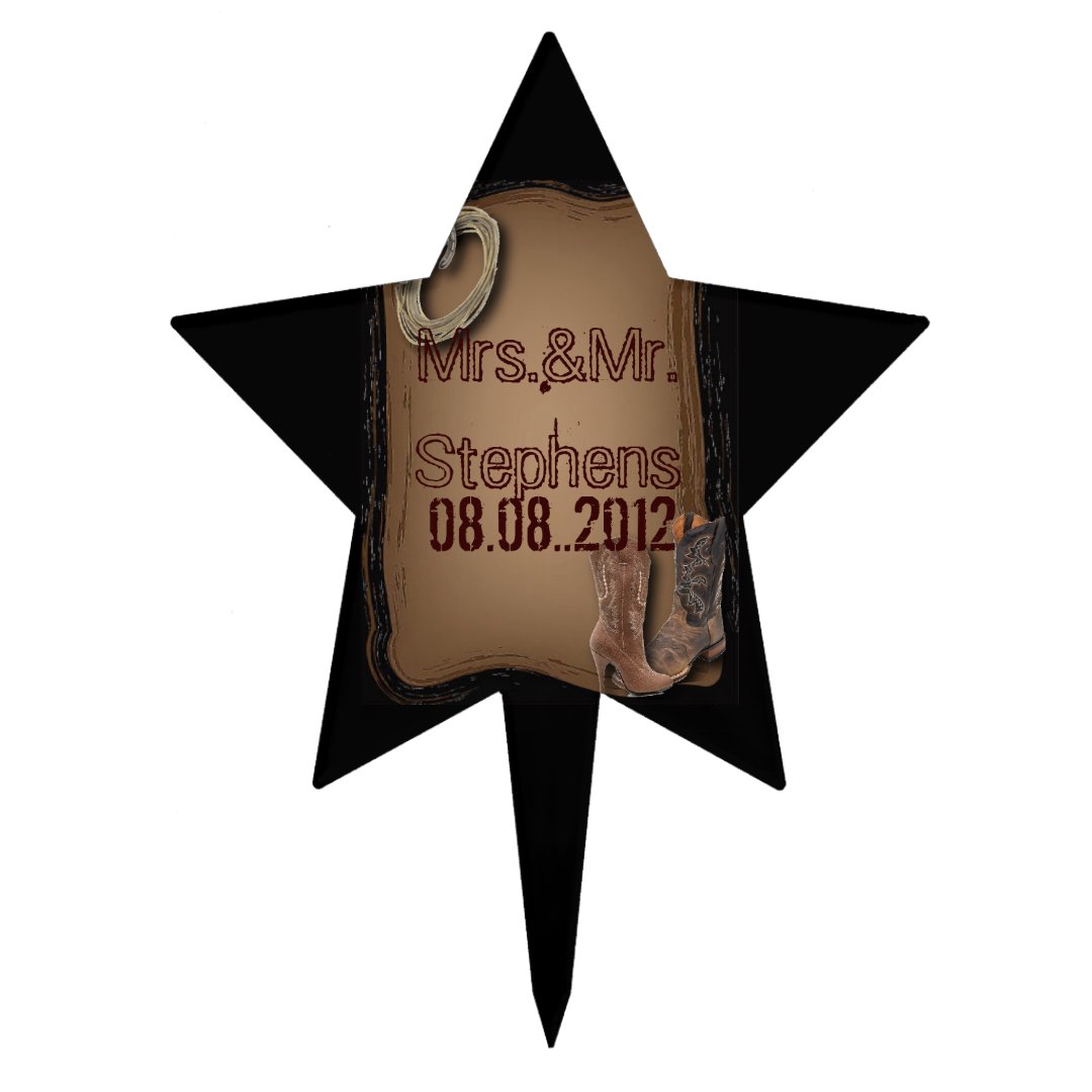 rustic western country cowboy wedding cake topper | Zazzle