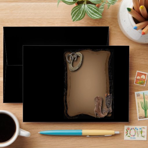 rustic western country cowboy wedding envelope | Zazzle