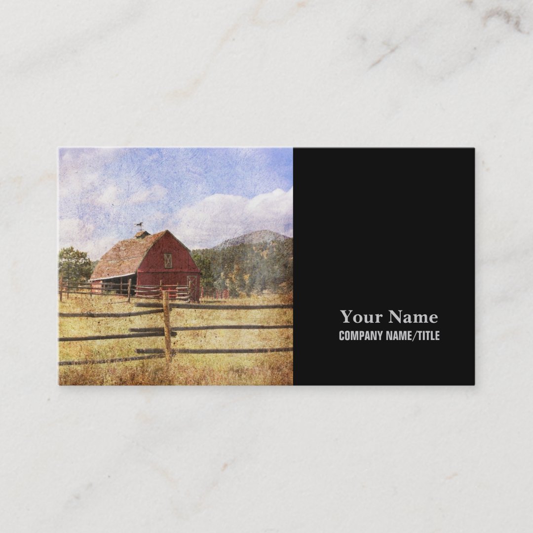 Rustic Western Country Farm Primitive Red Barn Business Card | Zazzle