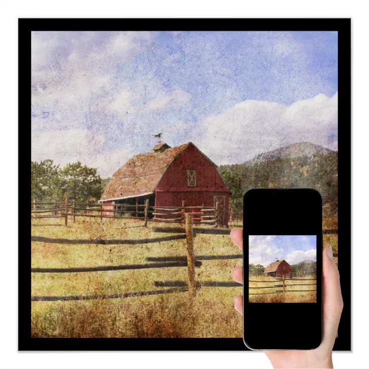 Rustic Western Country Farm Primitive Red Barn Poster | Zazzle