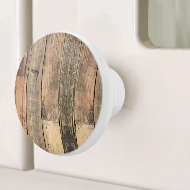 Rustic Western Country Farmhouse Brown Barn Wood Ceramic Knob | Zazzle